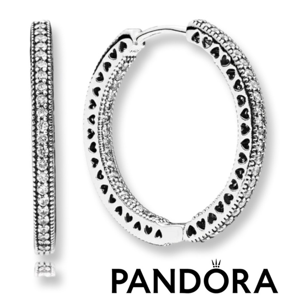 Pandora | Jewelry | Sparkle Hearts Hoop Hearts Of Pandora Earrings ...